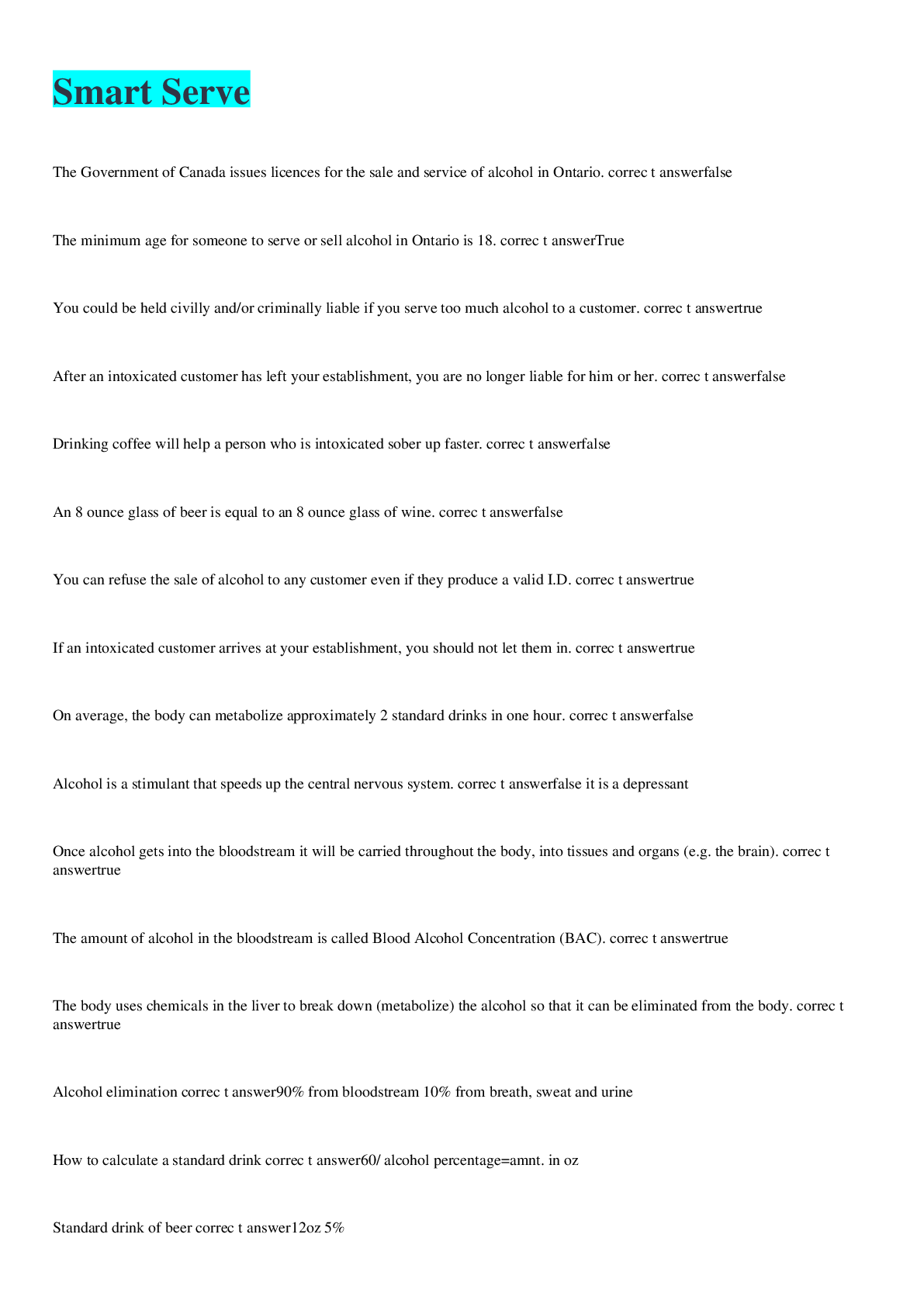 Smart Serve exam questions and answers 100% correct – Scholarfriends ...